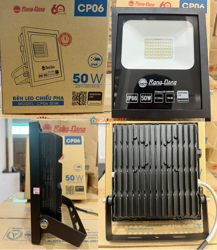 Đèn pha led 50W CP06 Rạng Đông IP66